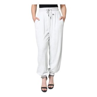 Dolce & Gabbana Wei&szlig;e Nylon Jogger Sweatpants mit Kordelzug - - Trousers - Damen - Wei&szlig; - S