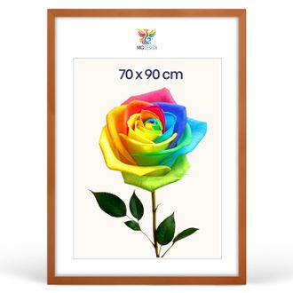 MG Design Bilderrahmen 70 x 90 cm - Posterrahmen mit Lackiertes Holzrahmen (Echtholz) und bruchsicherem Acrylglas, Hoch & Quer mit verst&auml;rkter Wandaufh&auml;ngung