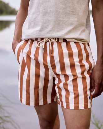 Faguo Short de bain brique et &eacute;cru