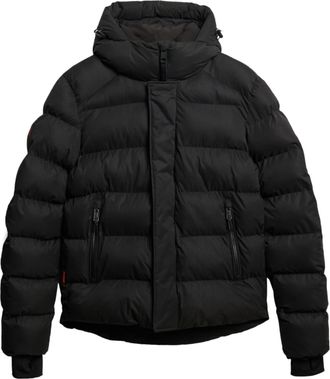 Superdry Herren Sport-Steppjacke aus Mikrofaser mit Kapuze Schwarz XXL