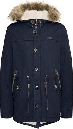 Indicode IDPulsoor Homme Veste dhiver Parka doublée avec Doublure et Capuche en Peluche Poches à Rabat Mélange de Coton Regular Fit, Taille:L, Couleur:Navy (40