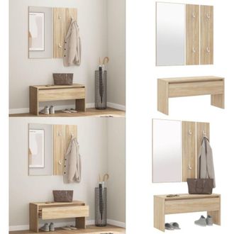 vidaXL Ensemble de meubles de couloir Chêne Sonoma Bois dingénierie - Banc Entrée - Meuble Dentrée - Ensemble De Meubles Dentrée - Banc Coffre