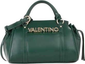 Valentino Sac &agrave; main en cuir vert, design &eacute;l&eacute;gant avec logo m&eacute;tallique, sangle r&eacute;glable, style Satchel