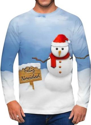 Generic Pull de Noël pour hommes drôle, sweat-shirt de Noël sweat-shirt de Noël pour hommes imprimé de Noël col rond sweat-shirt à capuche hiver décontracté a