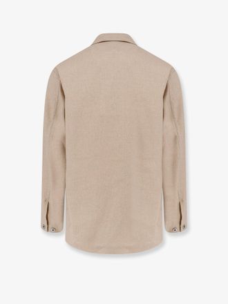 Hev&ograve; Mens Cotton And Linen Jacket Beige Polyester