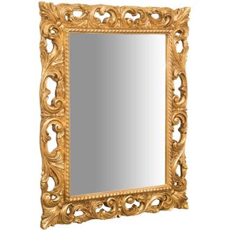 Biscottini International Biscottini - Miroir mural en bois dor&eacute; antique 93x73cm - Fini &agrave; la feuille dor - Fabrication artisanale italienne - Crochets inclus pour fixation