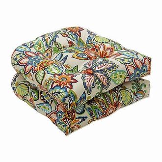 Pillow Perfect Copeland Fiesta getuftete Sitzkissen (runde R&uuml;ckenlehne), 48,3 x 48,3 cm, Blau, 2 St&uuml;ck