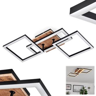 HOFSTEIN LED Deckenleuchte Avelal, Deckenlampe aus Metall/MDF/Kunststoff in Holzoptik/Schwarz/Braun/Wei&szlig;, moderne Leuchte mit verstellbaren Schirmen, 1 x LED 2