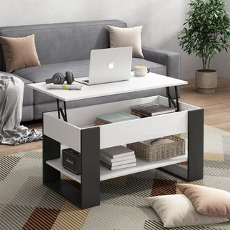 Vicco Couchtisch Lifto, Wei&szlig;/Anthrazit, 92 x 51 cm mit Liftfunktion, Vicco