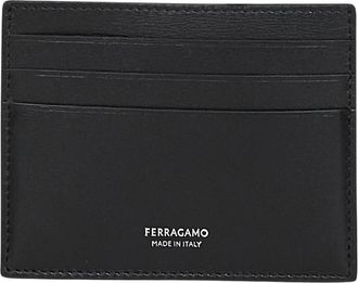 Ferragamo Homme, Accessoires, Noir, Taille: ONE Size Porte-cartes en cuir de veau Palmellato