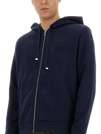 Etro Cotton-Blend Hoodie - Blue