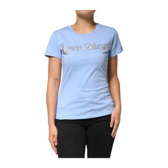 Pinko Blaues Sequined Love Story T-shirt - - Tops - Damen - Blau - XS