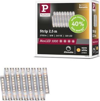 Paulmann MaxLED 1000 LED Strip Warmwei&szlig; 2,5m 18W 1100lm/m 128 LEDs/m 2700K 71244