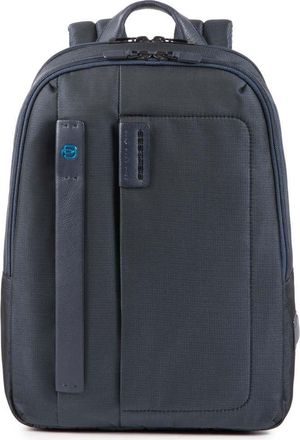 Piquadro P16 Kleiner Rucksack aus Stoff und Leder, blau, S, Business