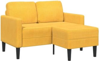 vidaXL Canapé 2 places avec méridienne en L jaune clair 125 cm Lin vidaXL