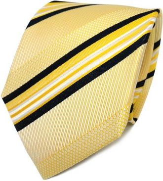 TigerTie Designer Soie Cravate jaune blanc noir rayé - Cravate Soie