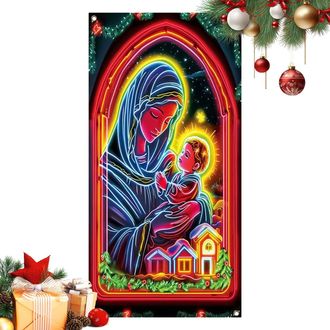 Generic Weihnachtst&uuml;rdekoration - 89x180 cm Festliche Gro&szlig;e Fluoreszierende Hintergrundbez&uuml;ge - Aufh&auml;nger Hintergrundbanner Vorbauschild - F&uuml;r Zuhause Party W