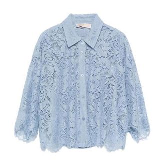 Michael Kors Femme, Blouses et Chemises, Bleu, Taille: 40 FR Cropped Lace Blouse