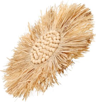 Pretyzoom Gewebte Raffia Wanddeko Mit Holzperlen F&uuml;r Wohnzimmer Und B&uuml;ro Im Nordischen Stil Handgefertigter Wandbehang Aus Nat&uuml;rlichem Bastmaterial