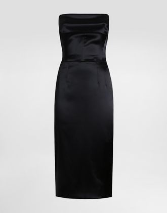 Dolce & Gabbana Longuette-schlauchkleid Im Bustier-stil Aus Satin - Frau Kleider Schwarz Satin 48