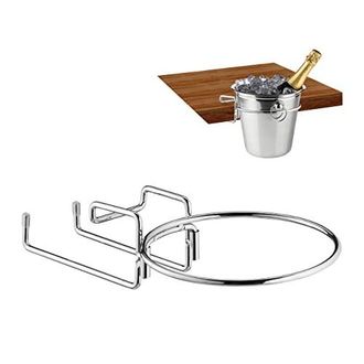 Relaxdays Champagnerkühler, Sekthalter, Kaltweinflaschenhalter für Tisch, 18 m Ø, platzsparend, für Cava, Eisen, Silber