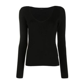 Joseph Lang&auml;rmeliges V-Ausschnitt-Top - - Tops - Damen - Schwarzk - M