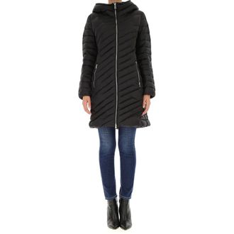 Add Femme, Manteaux, Noir, Taille: 42 FR Piumino lungo cappuccio