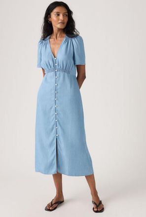 Levi's Robe Mi Longue Manche Courte Paola - Femme - Bleu / Take It Again - L