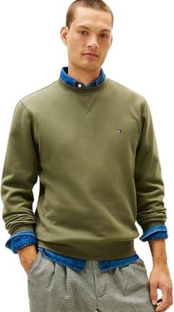 Tommy Hilfiger Ess Seasonal Fleece Crewneck Mw0Mw40000 Sweat-Shirt &agrave; Enfiler, Green (Battle Green), M Homme