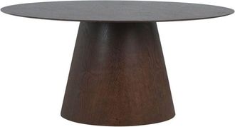 Altobuy CARACAS - Table Ovale 160cm Pied Central MDF Placage Noyer