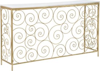 Paris Prix Console Design en Marbre Spirale 140cm Blanc & Or