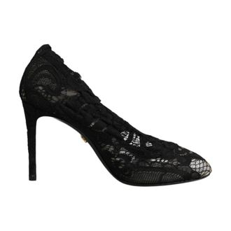 Dolce & Gabbana Femme, Chaussures, Noir, Taille: 37 1/2 EU Bottes Stretch en Dentelle Noire