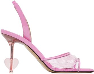 Mach & Mach Pink Heart Embellished Sandals