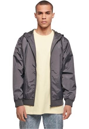 Build Your Brand Herren Übergangsjacke Windrunner, Männer Windjacke mit Kapuze, Funktionsjacke für Männer, Darkshadow/darkshadow, 4XL