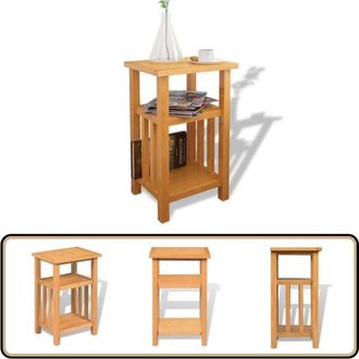 vidaXL Beistelltisch mit Zeitungsablage 27x35x55 cm Massivholz Eiche - Holztisch - Beistelltisch - Couchtisch - Nachttisch - Dekotisch