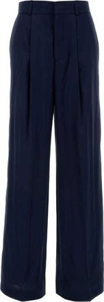 Alberta Ferretti Femme, Pantalons, Bleu, Taille: 36 FR Pantalon &eacute;vas&eacute; en toile de coton stretch