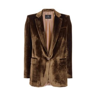 Etro Braune Samtjacke Klassisches Revers - - Jackets - Damen - Braun - XS