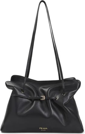 Prada Hobo Bags - Minimalist Black Lamb Leather Shoulder Bag - Gr. unisize - in Schwarz - f&uuml;r Damen