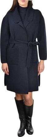 Gran Sasso Femme, Manteaux, Bleu, Taille: 48 FR Belted Manteaux