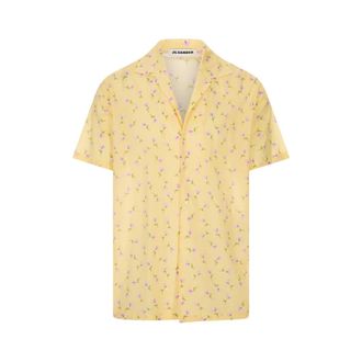 Jil Sander Homme, Chemises, Jaune, Taille: M Chemise &agrave; Manches Courtes Imprim&eacute; Floral