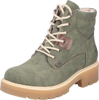 Rieker Winterstiefelette RIEKER, Damen, Gr. 39, gr&uuml;n (khaki), Nubuklederimitat, unifarben, Schuhe Winterstiefelette, Winterboots, Schn&uuml;rboots mit wasserabwei