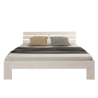 Homestyle Letto Matrimoniale In Legno Massiccio Bianco Con Rete A Doghe