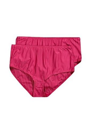 Ulla Popken Femme Grandes Tailles Lot de 2 Culottes midi. Fines Rayures, échancrure Haute Fuchsia 50+ 800279817-50+