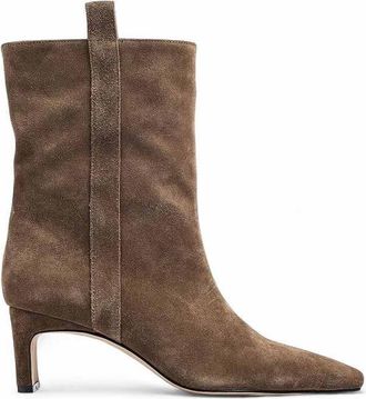 NA-KD mittelhohe Wildlederstiefel in Khaki-Gr&uuml;n