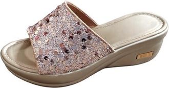 Generic Pantoufles &eacute;l&eacute;gantes &agrave; plateforme &agrave; paillettes pour femme - Chaussures confortables avec temp&eacute;rament, or, 37 EU