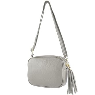 modamoda.de T240 - kleine Umh&auml;ngetasche aus ital. Echtleder, Farbe:Telegrau