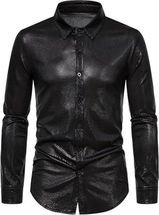 Generic Chemise d&eacute;contract&eacute;e &agrave; manches longues pour homme - Cardigan en tricot - Chemise rouge &agrave; rayures, Noir, XXL
