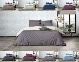 Mistral Home Uni Einfarbig Wende Bettwäsche Edel Perkal 100% Ägyptische Baumwolle, Maße:135 cm x 200 cm, Farbe:Pristine-Dark Grey