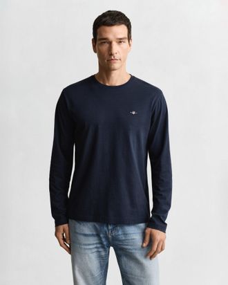 GANT Herren Shield Langarm-T-Shirt (XXXL) EVENING Blau