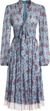 Dolce & Gabbana Femme, Robes, Bleu, Taille: 36 FR Robe en mousseline &agrave; imprim&eacute; petits bouquets de fleurs